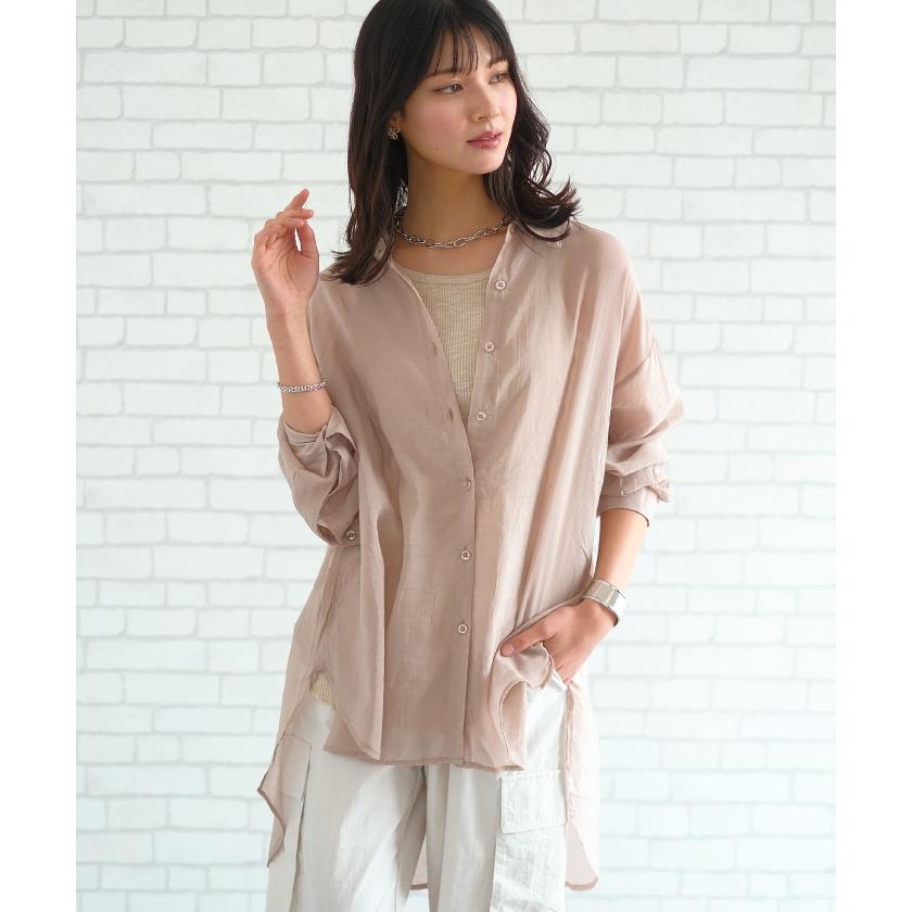 aquagarage 袖口スリットあきシアーシャツ レディース 春 秋 長袖 M L : aquagarage Yahoo!店 - 通販 - Yahoo!ショッピング