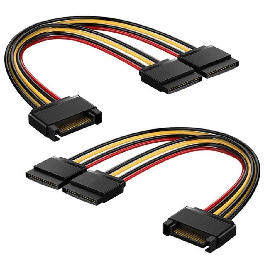 シリアルATA電源ケーブル，CM Hardware 2個セット SATAオス to 2xメスコンバータ電源コードへ Y字 SATA 電源 ...
