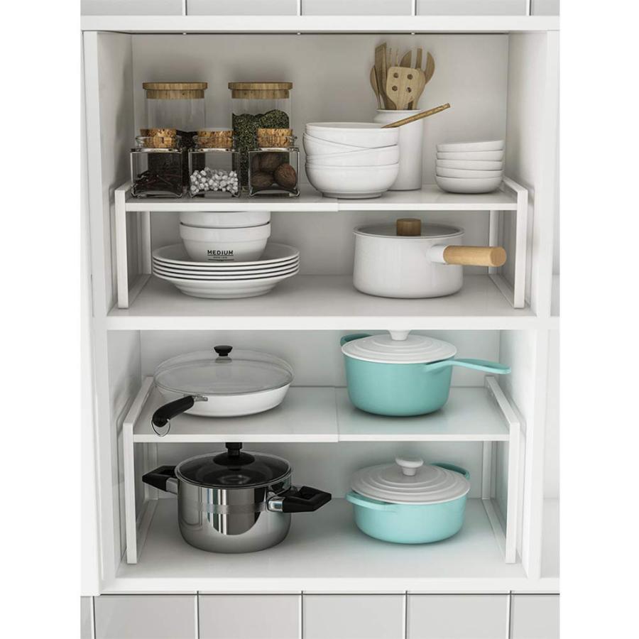 PASRLD シンク下収納 シンク上収納 伸縮式 約W36~60×D30×H20cm キッチンラック キッチン収納 伸縮収納棚 収納ラック ホワイト : ショップ ルーン - 通販 ...