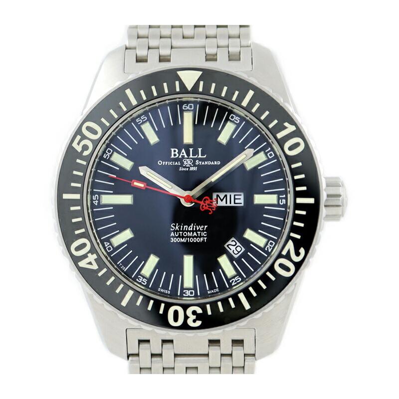 内部点検済 BALL ボール ウォッチ エンジニアマスターII スキンダイバー DM2108A デイデイト 300m防水 黒 ブラック メンズ ...