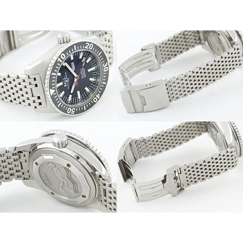 内部点検済 BALL ボール ウォッチ エンジニアマスターII スキンダイバー DM2108A デイデイト 300m防水 黒 ブラック メンズ ...