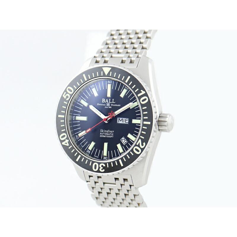 内部点検済 BALL ボール ウォッチ エンジニアマスターII スキンダイバー DM2108A デイデイト 300m防水 黒 ブラック メンズ ...