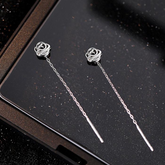 ピアス シルバー ゴールド チェーン 花 フラワー 薔薇 バラ シルバー999 20G 2ピース シンプルピアス チェーンピアス Silver999 : ピアス専門店RYS - 通販 ...