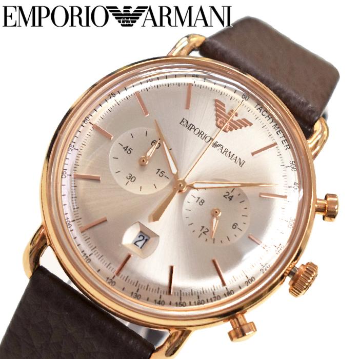 EMPORIO ARMANI エンポリオアルマーニ AR11106 時計 腕時計 メンズ ブラウン レザー 新品 : 腕時計とブランドギフト ...