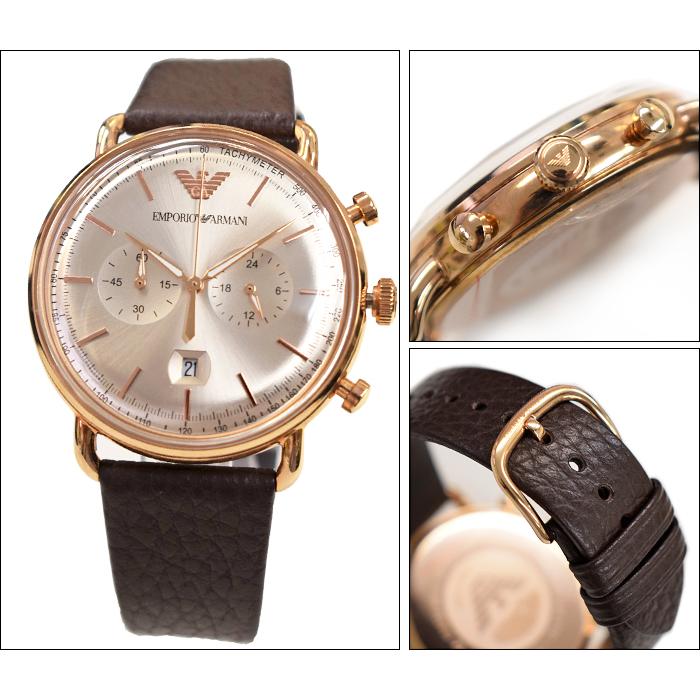 EMPORIO ARMANI エンポリオアルマーニ AR11106 時計 腕時計 メンズ ブラウン レザー 新品 : 腕時計とブランドギフト ...