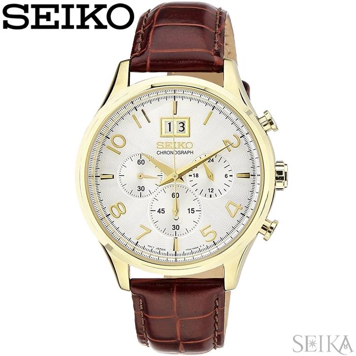 SEIKO セイコー SPC088P1(177) ビッグデイト クロノグラフ ブラウン レザー 時計 腕時計 メンズ海外モデル 逆輸入 新品 : 腕時計とブランドギフトSEIKA - 通販 ...