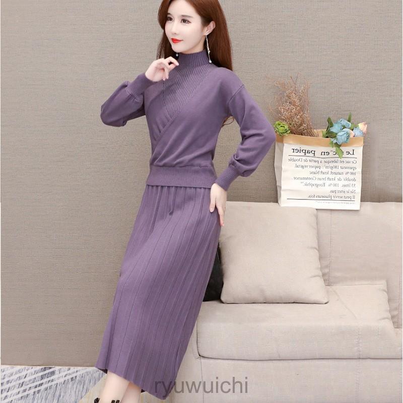 ニットワンピース 2点セット レディース ニット きれいめ ロングワンピース Aライン 長袖 レース 卒業式 入学式 結婚式 通勤 春 秋 ...