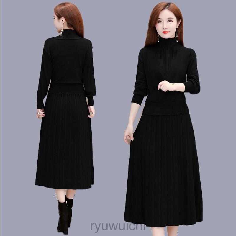 ニットワンピース 2点セット レディース ニット きれいめ ロングワンピース Aライン 長袖 レース 卒業式 入学式 結婚式 通勤 春 秋 ...