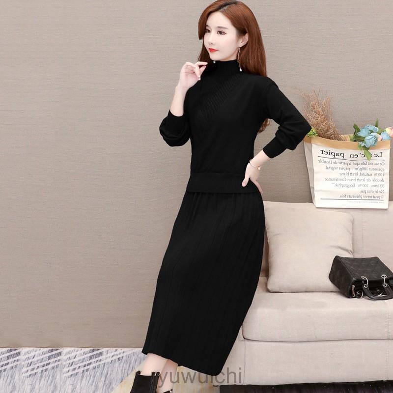 ニットワンピース 2点セット レディース ニット きれいめ ロングワンピース Aライン 長袖 レース 卒業式 入学式 結婚式 通勤 春 秋 ...