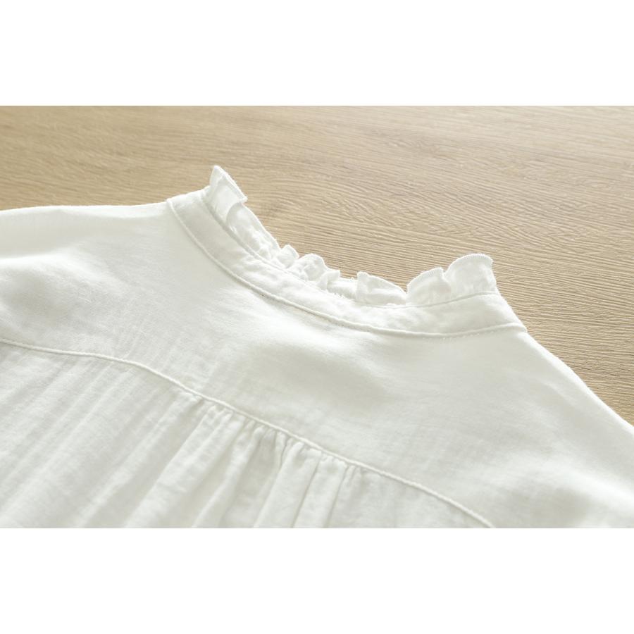 ガーゼシャツ フリル襟 長袖シャツ ガーゼ 春秋 長袖 シャツ 綿 ダブルガーゼ トップス 立ち襟 ボタン留め 前開き カジュアル 可愛い フリル袖口 : fuku-0929-p186 ...