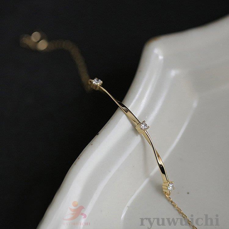 ブレスレット レディース 極細 スティック チェーン カーブ 3粒 上品 ゴールド 重ね付け 大人可愛い シルバー925 k14gp 女性 誕生日プレゼント :just05-d31p110 ...