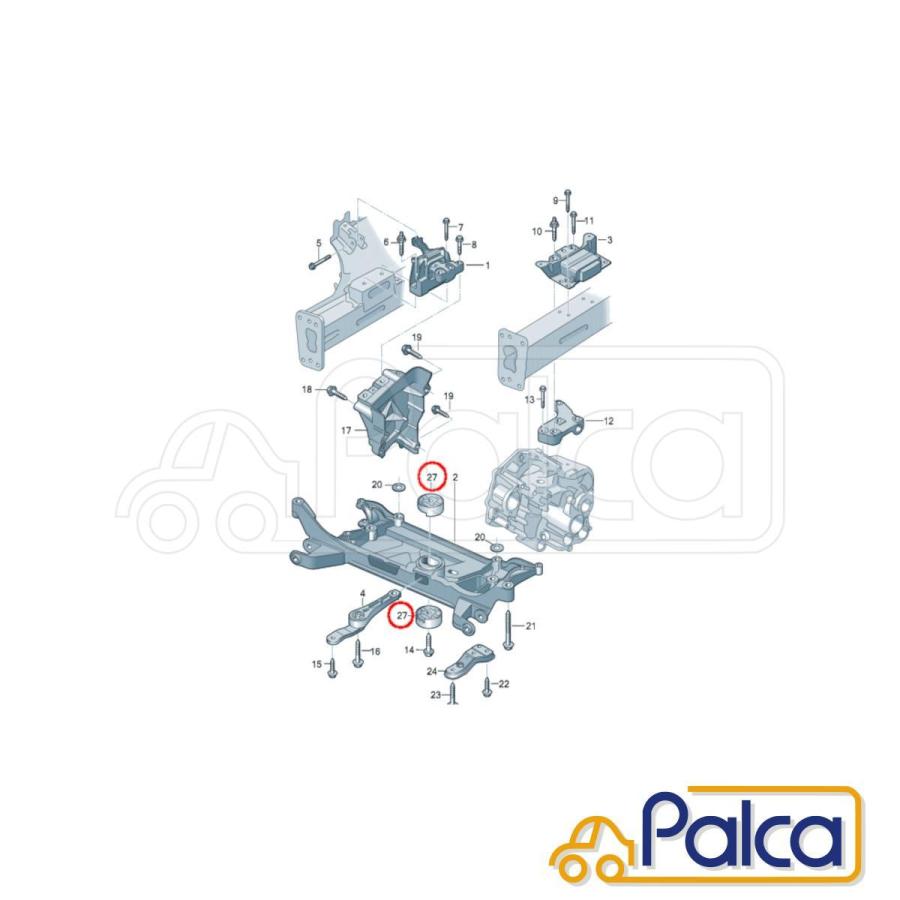 AUDI/VW エンジンマウント サブフレーム側 上下セット| A3|8V/E-トロン,8VCUK Q2|GA/GACHZ ゴルフ7/GTE ...