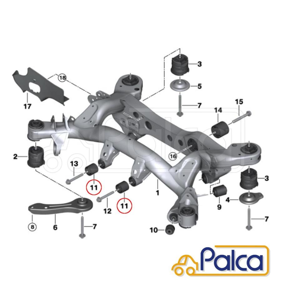 BMW リア アクスルキャリア/デフマウントブッシュ フロント 1個 左右共通 E82 E87 E88 | E90 E91 E92 E93 ...