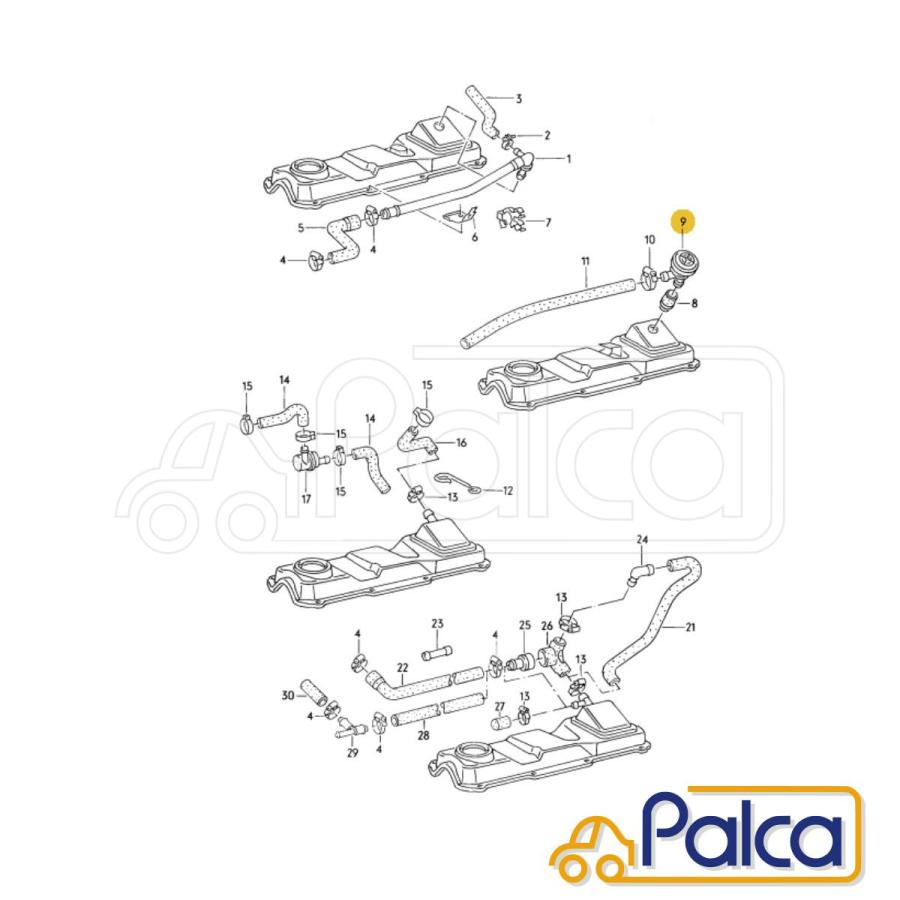 フォルクスワーゲン/VW PCVバルブ/クランクケースベントバルブ | ゴルフ2/19RV ゴルフカントリー/1G1PF2 BBR製 ...