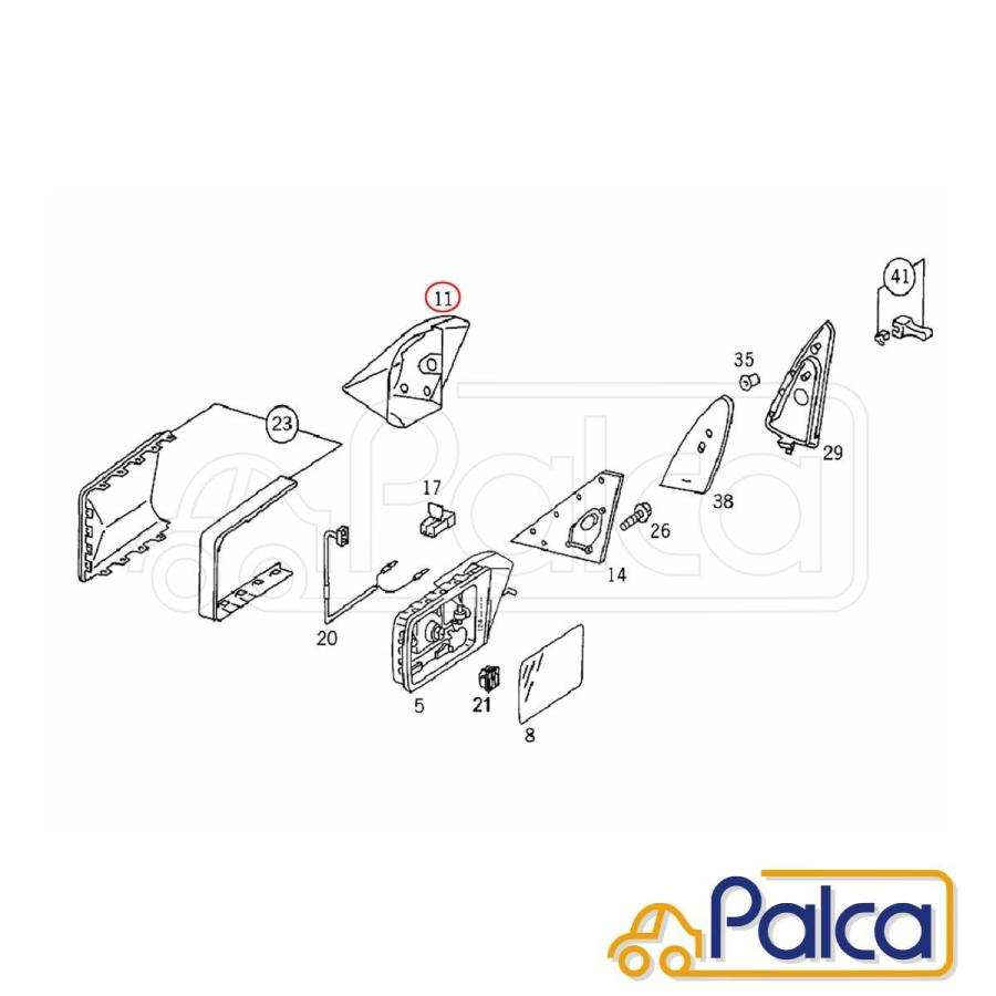 ベンツ ドアミラーキャップ/カバー 左 W124 S124 C124 A124/400E 500E 300DT 230TE 300TE 320TE E220 E280 E300TD E320 ...