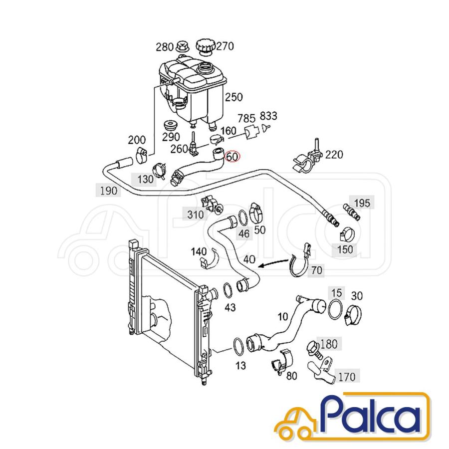 ベンツ ウォーターホース/ラジエターホース ラジエター〜タンク| Cクラス W203 S203/C240 C240_4MATIC C320 ...