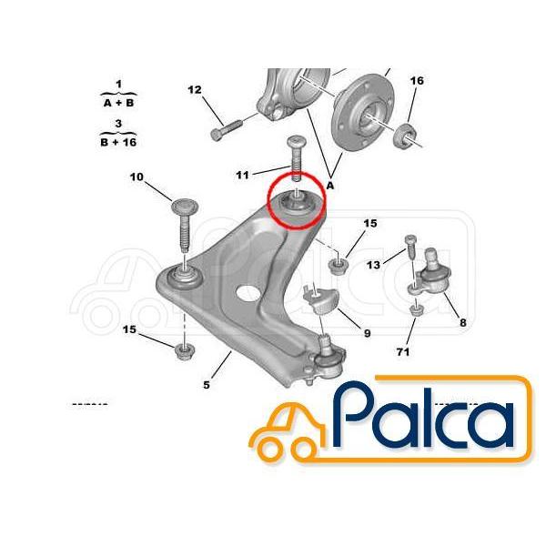プジョー フロント ロアアームブッシュ 後部 1点 207,207CC,207SW 208 MEYLE製 3523CC : パーツのPALCA ...