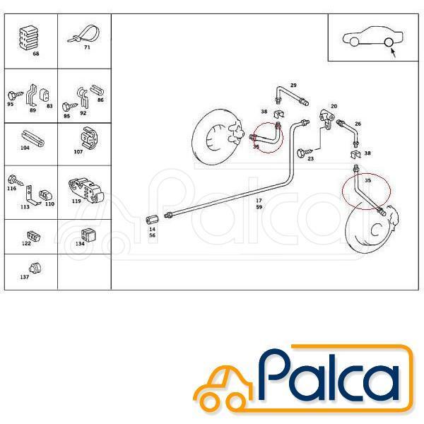 メルセデス ベンツ リア ブレーキホース 1本 W201,W124,W140,R107,R129 マイレ製 :S-225-014-042 ...