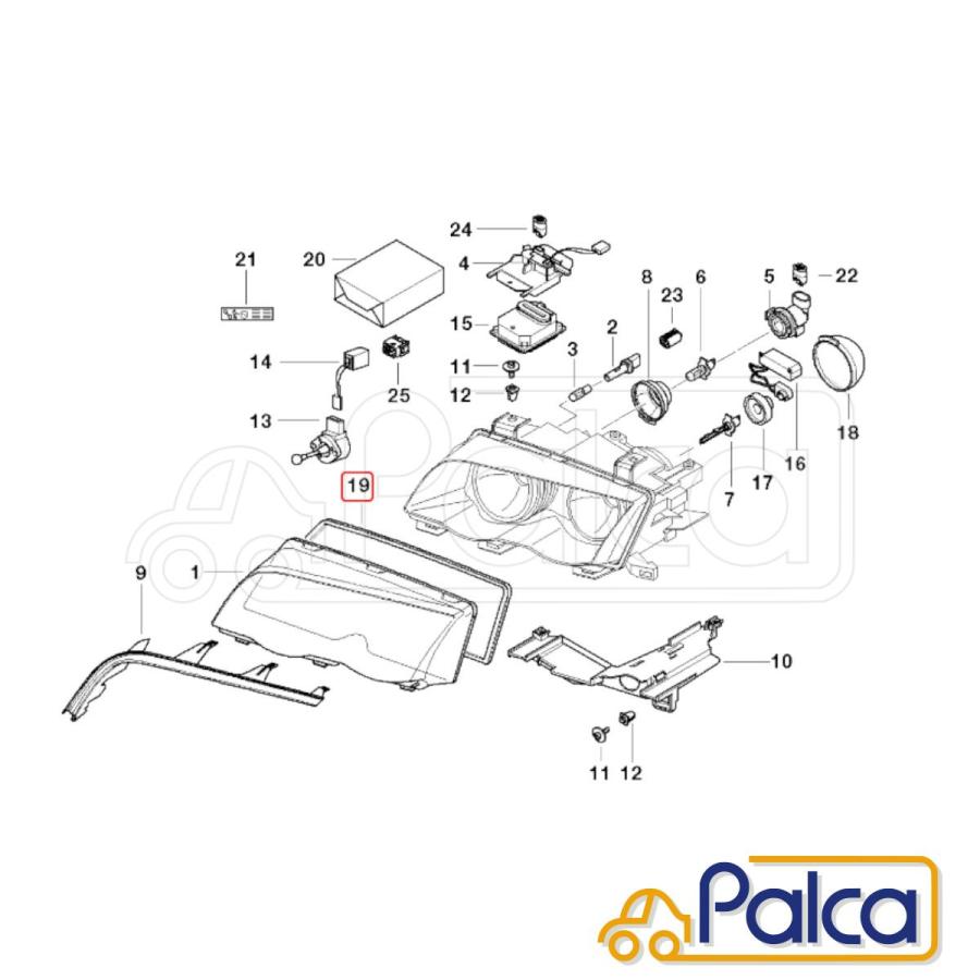 BMW ヘッドライトレンズガスケット/ヘッドランプレンズガスケット | 3シリーズ/E46 | URO製 | 63128380210 ...