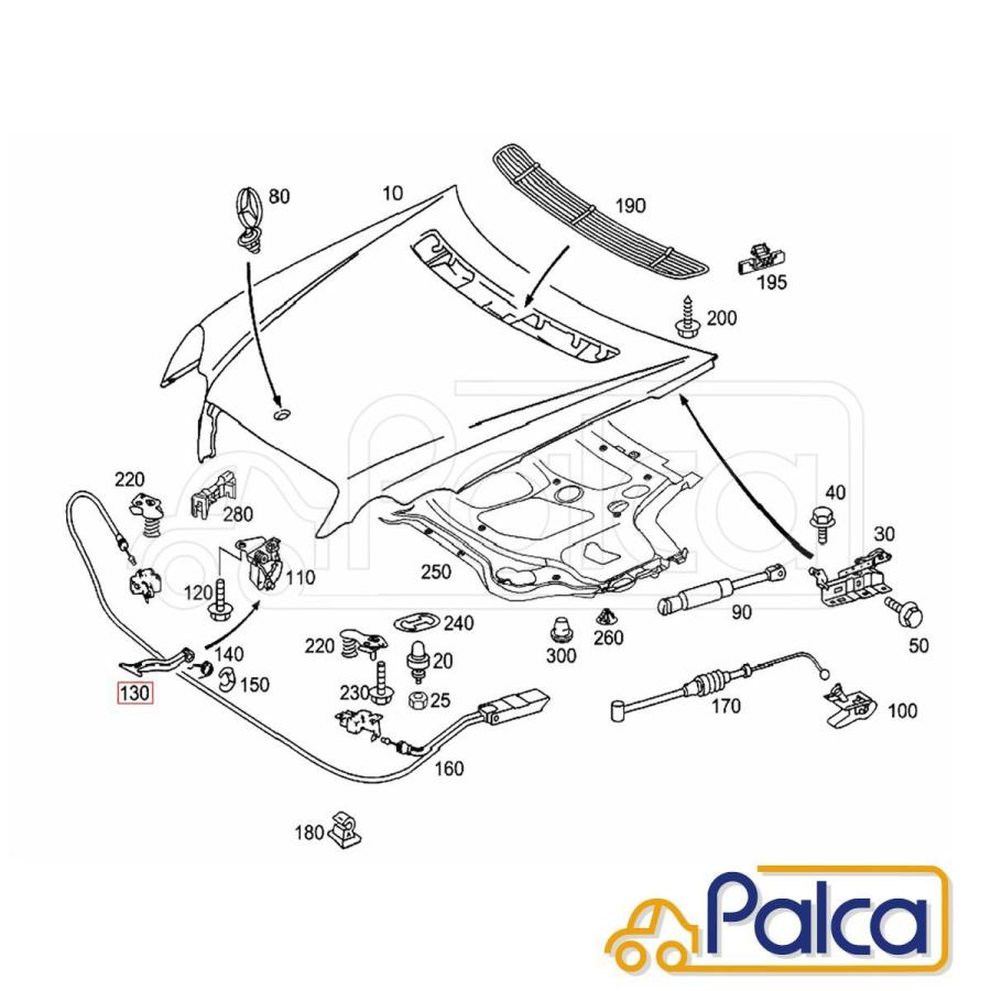 メルセデス ベンツ ボンネットフードリリースハンドル/フードオープンレバー CクラスW203 S203 CL203 | URO製 ...
