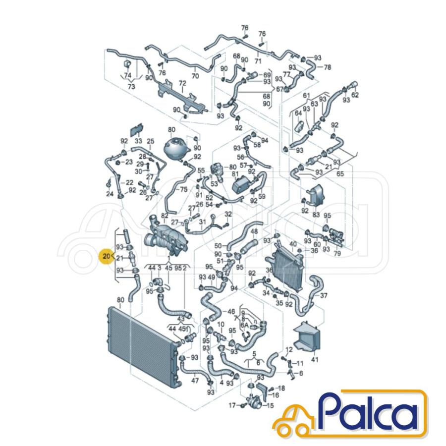 アウディ/VW ウォーターホース | A3 S3|8P/8PBWA 8PCDLF TT TTS|8J/8JBWA 8JCDLF ゴルフ5 ...