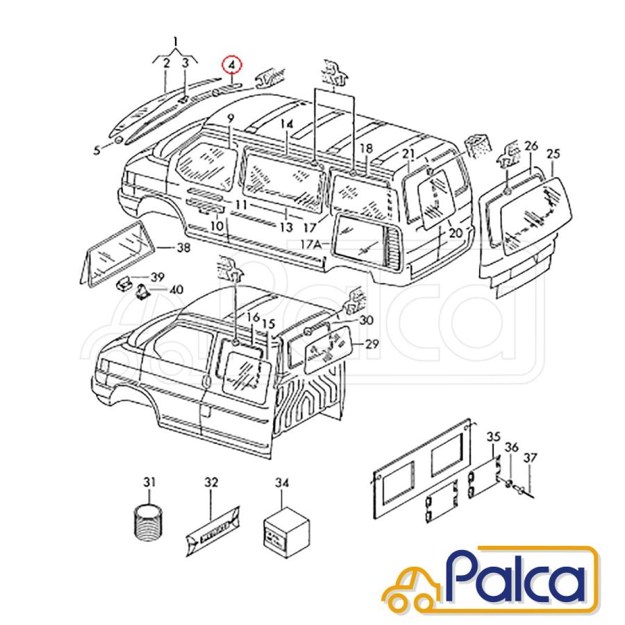 VW フロントウインドウガラスシール | ヴァナゴン/T4/トランスポーター4 MY1991-MY2004 VAICO製 701845121J ...