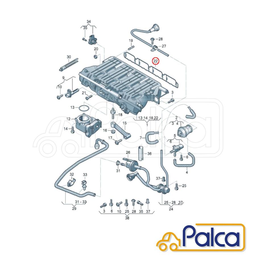 アウディ インテークマニホールドガスケット/インマニガスケット A3|8P/8PBYT 8PBZB 8PCDA | A4|8K B8/8KCAB 8KCDH | TT|8J/8JCDA :WP ...