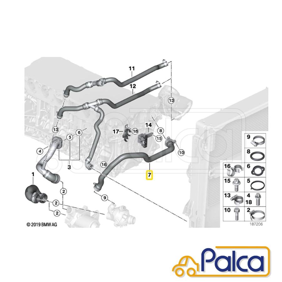 BMW クーリング/クーラントホース シリンダーヘッド〜サーモスタット X3 E83/2.5si 3.0i 3.0si | GATES製 ...
