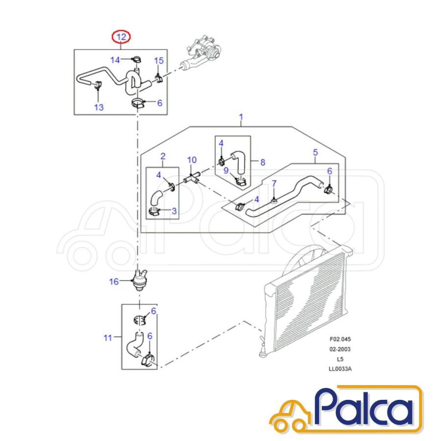 ランドローバー クーリングホース/ウォーターホース サーモスタット〜ウォーターポンプ ディスカバリー2/4.0 | GATE製 ...
