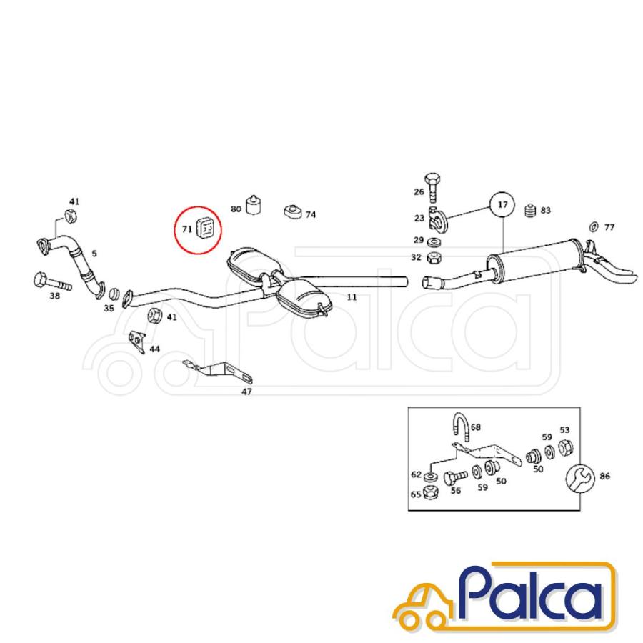 ベンツ センターマフラーリング ミディアム/Eクラス|W124 S124/220E E220 E280 300E 320TE E320 | VAICO製 : パーツのPALCA（パルカ ...