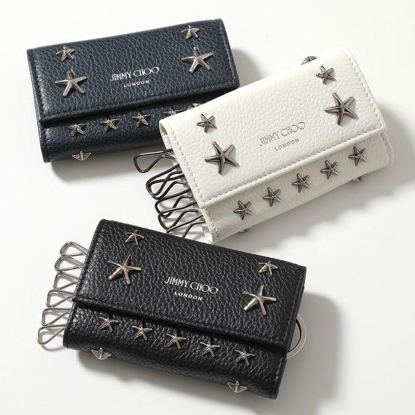 JIMMY CHOO（ジミーチュウ） キーケース HOWICK UUF メンズ スタースタッズ装飾 レザー 6連 キーリング付き カラー3色 ...