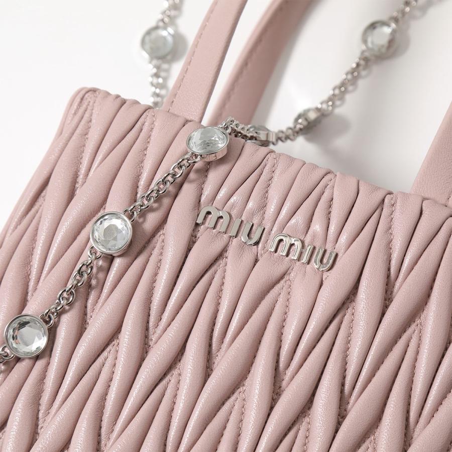 miu MIUMIU ミュウミュウ ハンドバッグ MATELASSE マテラッセ 5BA220 VOOO 2CE3 レディース レザー ショルダーバッグ クリスタル付きチェーン 鞄 F0D91 ...
