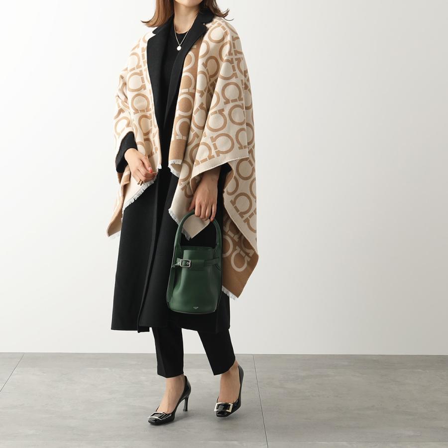 FERRAGAMO フェラガモ ポンチョ 32 0385 レディース シルク混ウール ケープ マント ストール ガンチーニ リバーシブル BEIGE : インポートセレクトmusee - 通販 ...