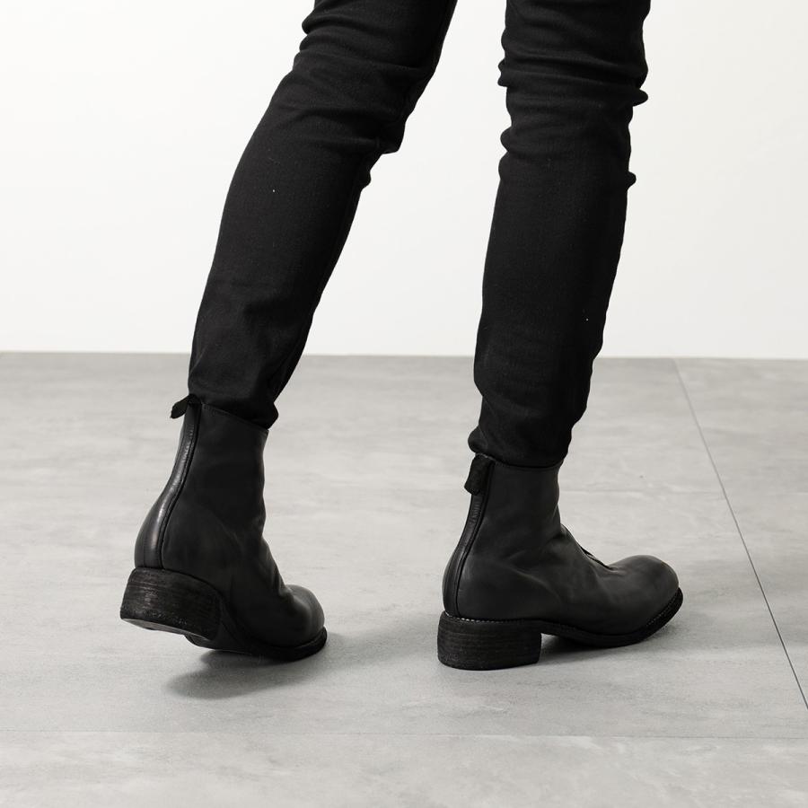 GUIDI グイディ フロントジップブーツ PL1 メンズ ホースレザー フルグレイン アルチザン ショート 靴 BLKT ...