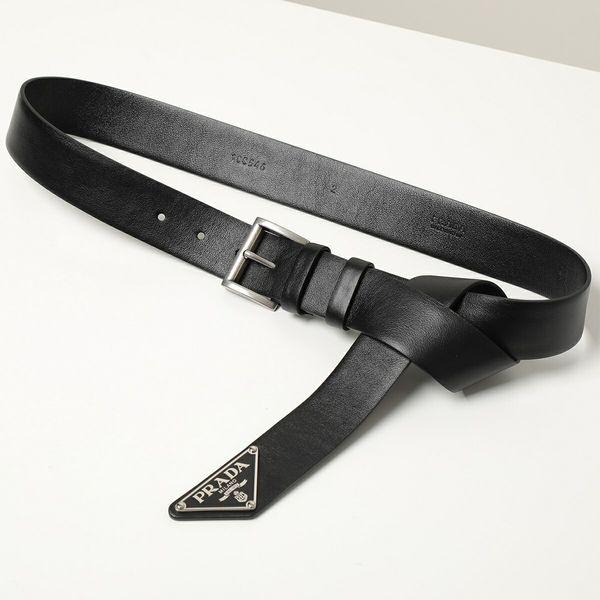 PRADA プラダ ベルト 1CC546 2BYA メンズ レザー トライアングルロゴ スクエアバックル F0002/NERO : インポート ...