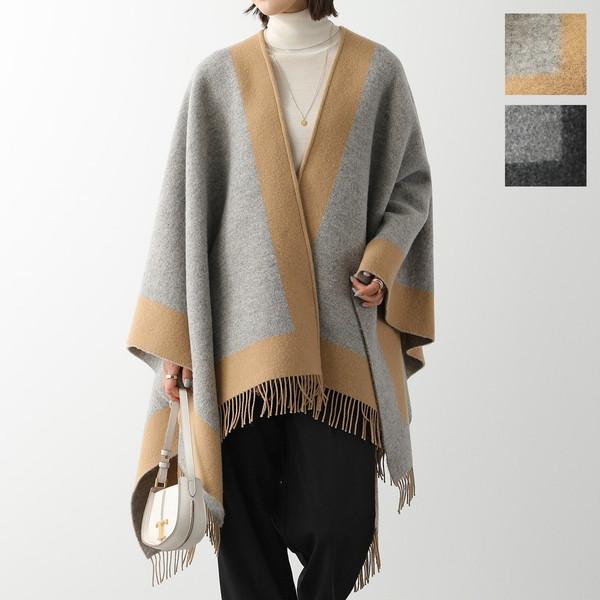 Johnstons of Elgin JOHNSTONS ジョンストンズ ケープ TD000230 レディース ポンチョ ウール フリンジ ボーダー ストール コート カラー2色 ...