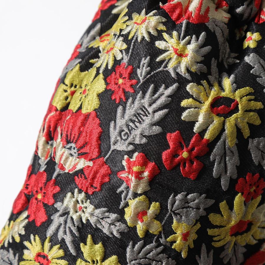 GANNI ガニー巾着バッグ A4465 5855 レディース ハンドバッグ ショルダーバッグ 花柄 ジャガード ロゴ刺繍 鞄 381 ...