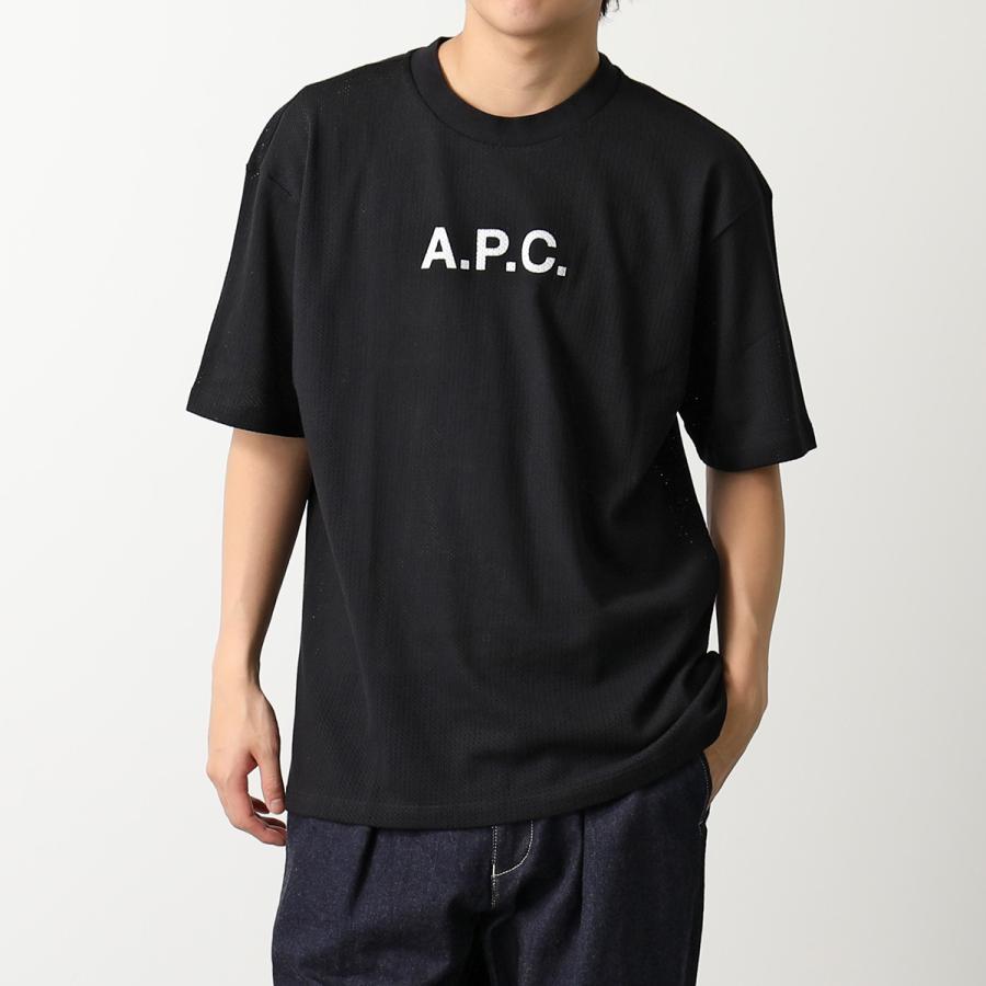 APC A.P.C. アーペーセー 半袖 Tシャツ moran COGAF H26245 メンズ メッシュ ロゴ クルーネック カットソー コットン カラー2色 : 350404650 ...