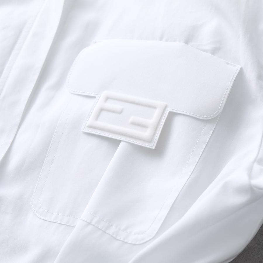 FENDI フェンディ チュニック FDC616 AFLK レディース ジップアップ ロング 長袖シャツ シャツワンピ ノーカラー タック入り ...