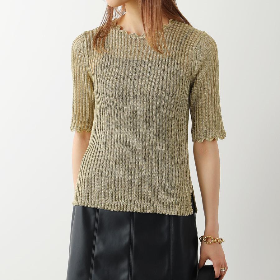 GANNI ガニー ニットブラウス Metallic Open Back Blouse K1889 2558 レディース メタリック バック ...