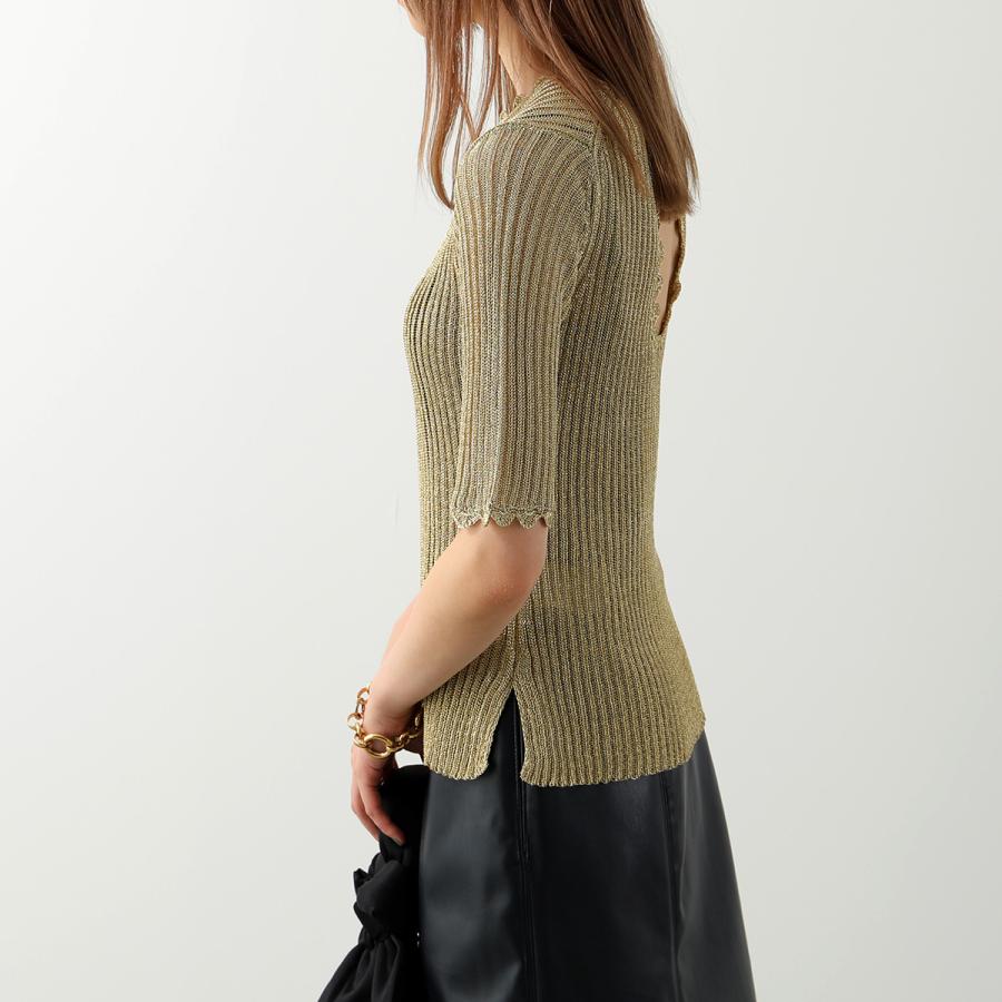 GANNI ガニー ニットブラウス Metallic Open Back Blouse K1889 2558 レディース メタリック バック ...