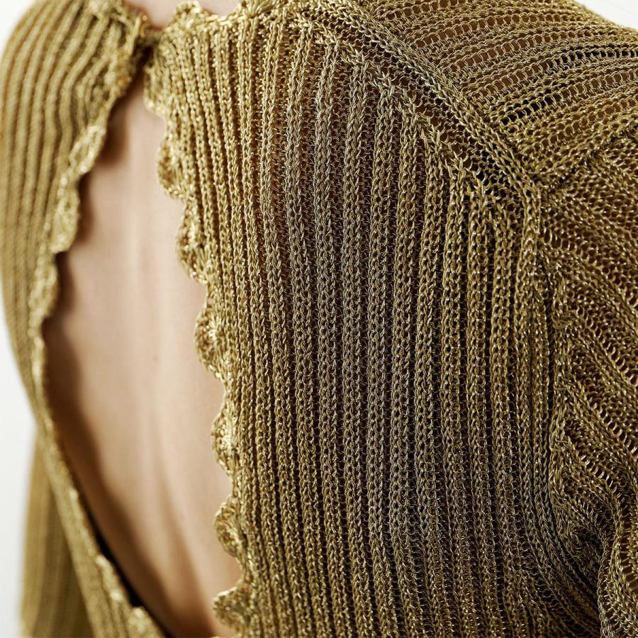 GANNI ガニー ニットブラウス Metallic Open Back Blouse K1889 2558 レディース メタリック バック ...