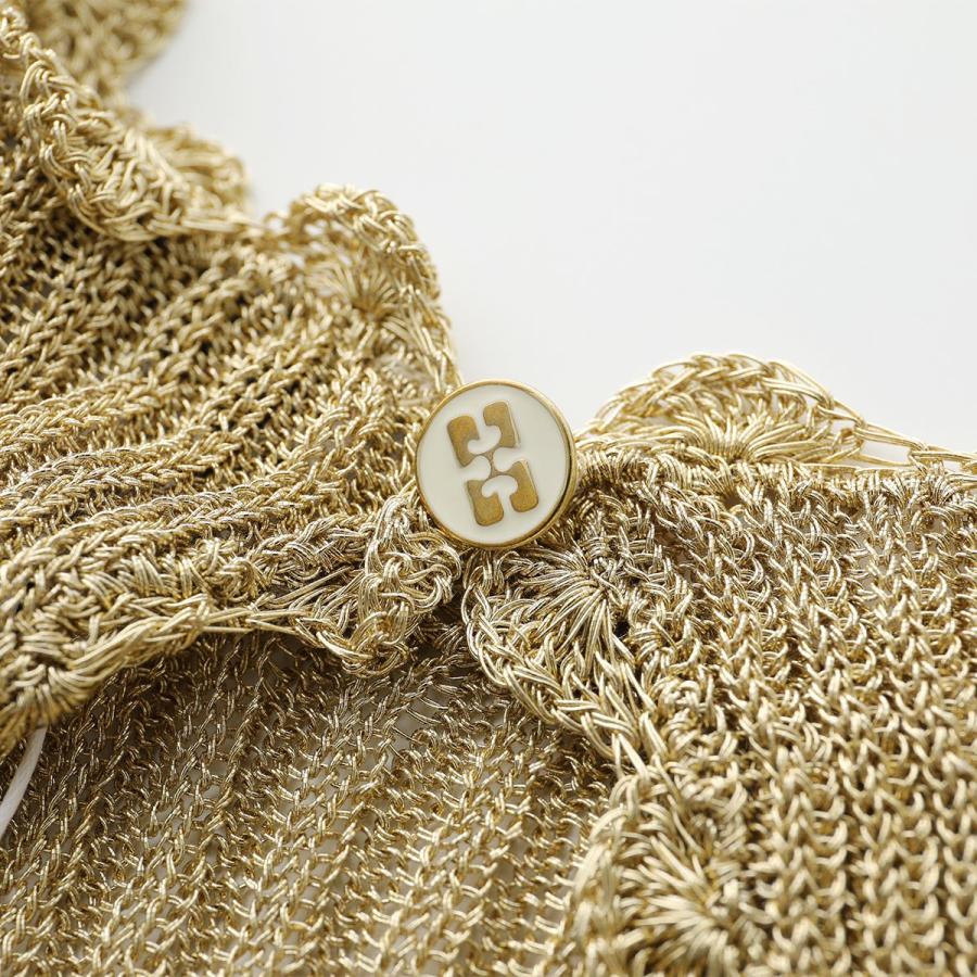 GANNI ガニー ニットブラウス Metallic Open Back Blouse K1889 2558 レディース メタリック バック ...