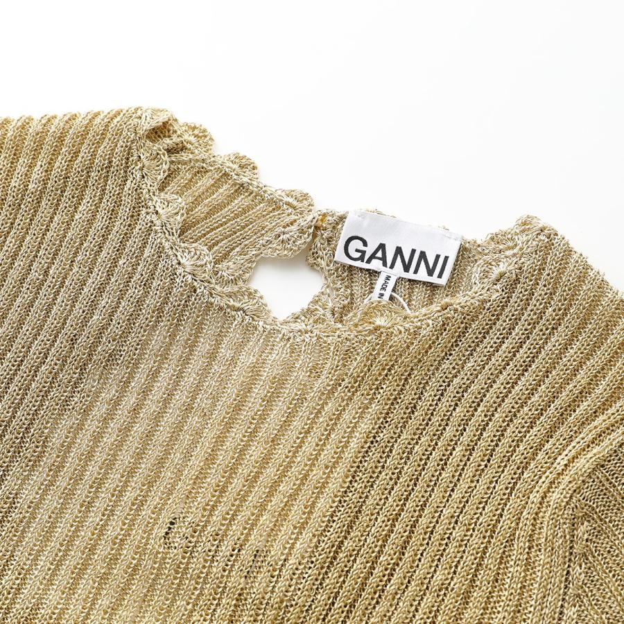 GANNI ガニー ニットブラウス Metallic Open Back Blouse K1889 2558 レディース メタリック バック ...