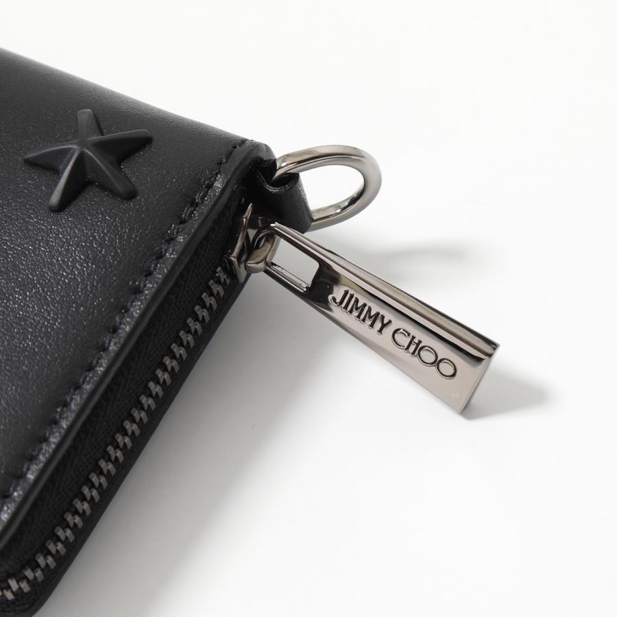 JIMMY CHOO Jimmy Choo ジミーチュウ コインケース DANNY OAJ メンズ レザー ロゴ スタースタッズ ラウンド ...
