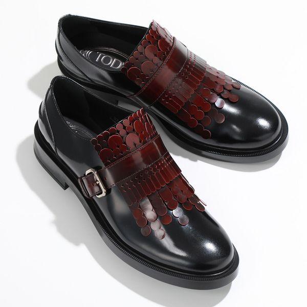 TOD'S TODS トッズ レザーシューズ XXW0ZP0R130SHA レディース フリンジ ベルト オックスフォード スリッポン 革靴 ...