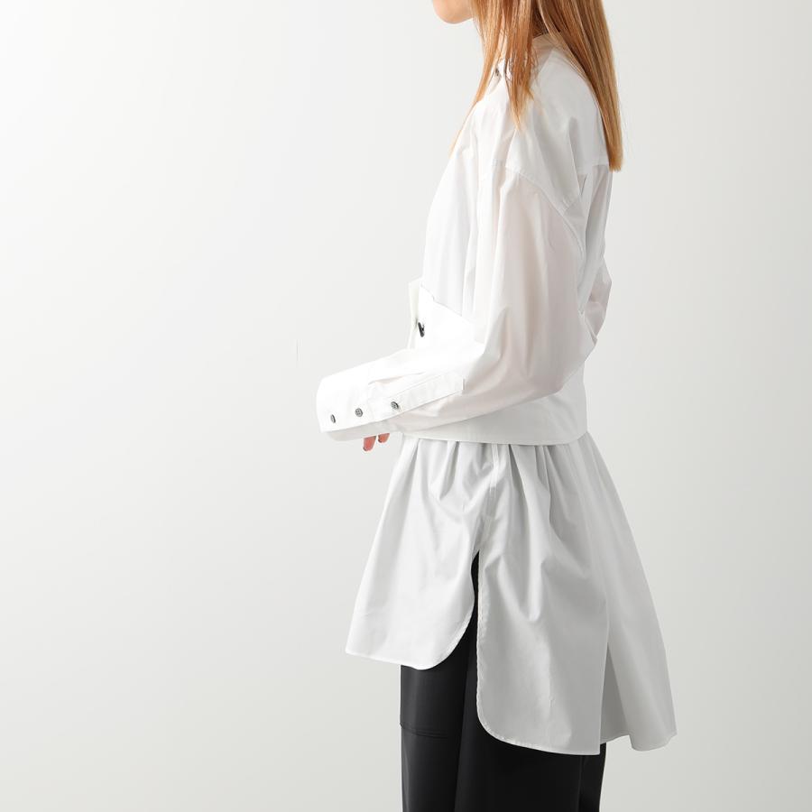 IHATOV イーハトーブ シャツ IH06-23AW-93712 レディース ブラウス 長袖 ノーカラー ベルト付き WHITE ...