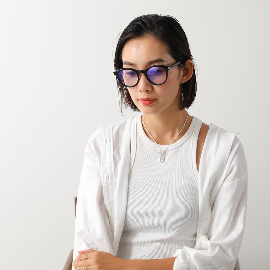 SAINT LAURENT サンローラン メガネ SL 342 レディース オーバル型 めがね 伊達メガネ ダテ 眼鏡 ロゴ アイウェア 黒縁メガネ 006/BLACK-BLACK-GREY ...