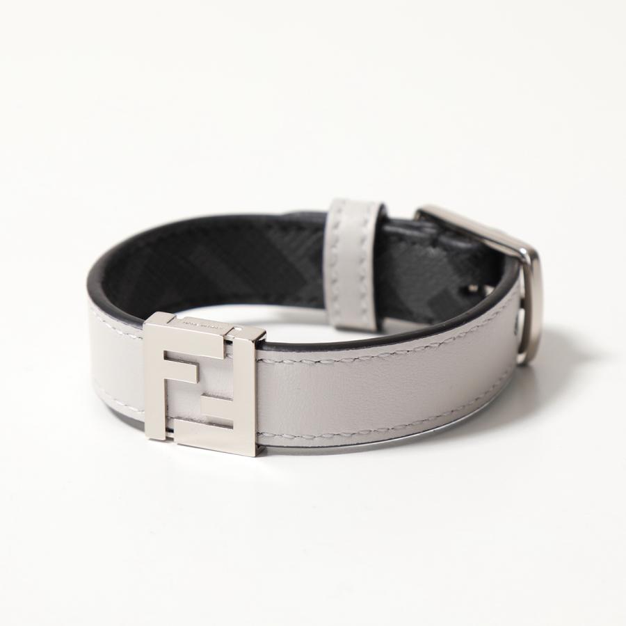 FENDI フェンディ ブレスレット 7AJ682 AFCB AP49 メンズ バングル リバーシブル FFロゴ メタル レザー アクセサリー ...