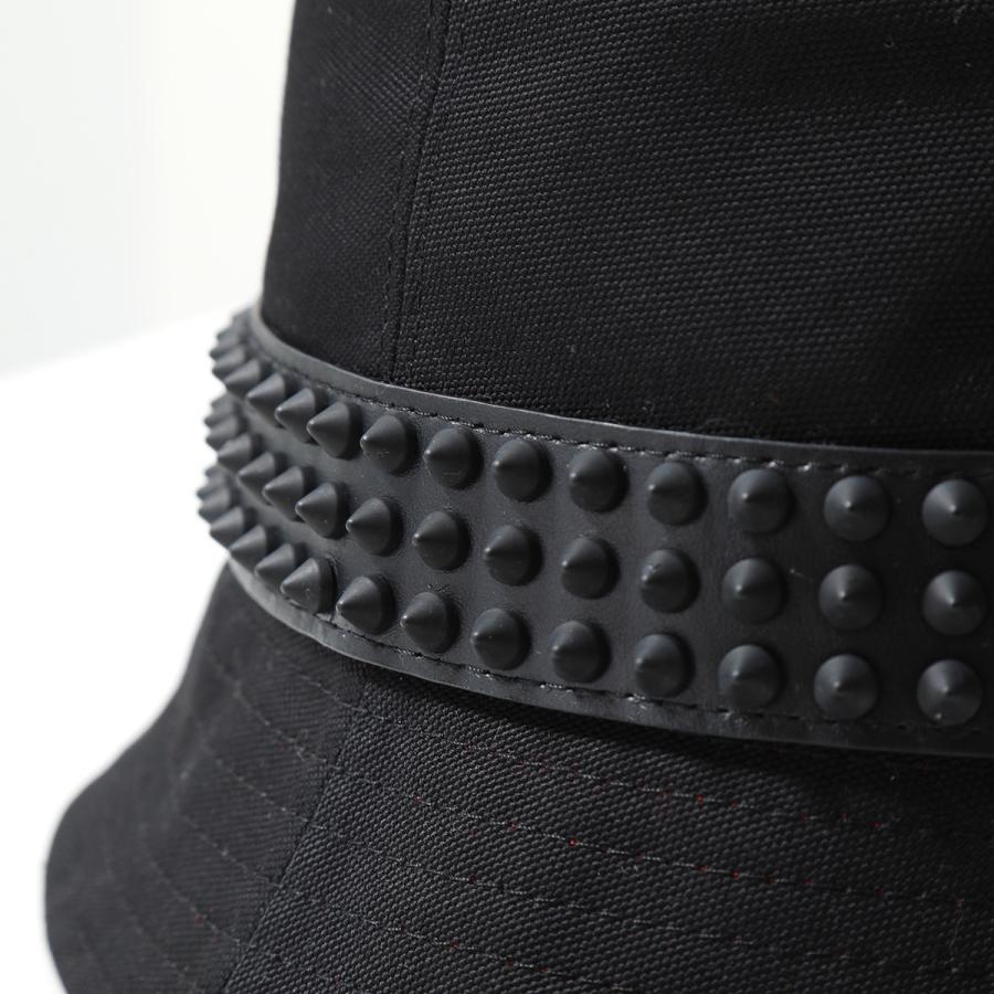 Christian Louboutin クリスチャンルブタン バケットハット 3235326 レディース スパイクスタッズ装飾 コットン 帽子 B260-BLACK/BLACK/BLACK ...